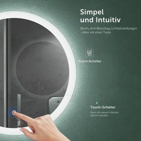 kulaté LED koupelnové zrcadlo DOPORRO TOUCH 50-80cm Velikost: 50