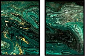 Obraz Plakáty V Rámu 53x73 cm Diptych Sada 2 obrazů Mramor Abstrakt P1941