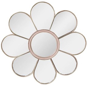 Růžovo-zlaté nástěnné zrcadlo ve tvaru květiny Flower Pink  - Ø 29*2 cm