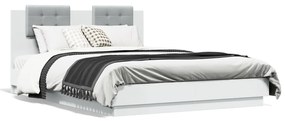 Rám postele s čelem bílý 120 x 200 cm kompozitní dřevo