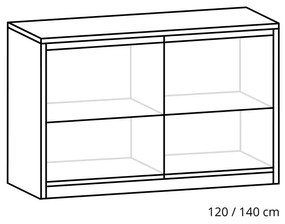 Expedo Komoda MADRID 6, 120x94x45, dub sonoma/černé sklo