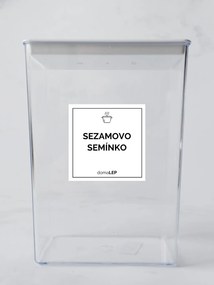 SEZAMOVO SEMÍNKO – bílá samolepka na dózu, tučné písmo, 5 x 5 cm | DomaLEP