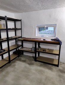 Fistar AKCE - Balíček : 4x Regál 180x90x40 cm lakovaný 5-policový, nosnost 875 kg - ČERNÝ