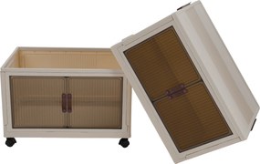 Skládací skříňka, bílá/hnědá, plast, POSA TYP 1
