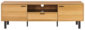 Televizní stolek světlé dřevo/ černý CLAREMONT Beliani