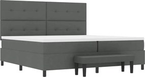 Postel s boxspringem s čelo Tmavě šedá 200 x 200 cm textil 3344094