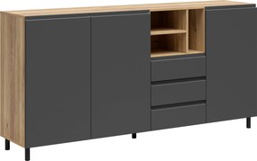 XXXLutz ŠIROKÁ KOMODA, barvy grafitu, barvy dubu, 180/90/39,9 cm Carryhome - Online Only obývací stěny - 002427032203