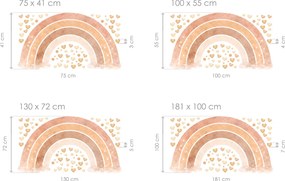 Akvarelová duha boho samolepka na zeď arch 75 x 41 cm