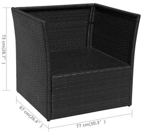 Zahradní židle se stoličkou polyratan černá - Default Title