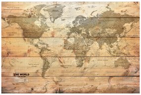 Korková  nástěnná dekorační tabule Mapa světa: Prkna [Mapa z korku]