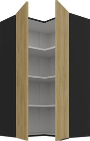 CREMONA cc | horní kuchyňská skříňka 60x60 GN-108 2F (90°) rohová s policemi | EXTRA VYSOKÁ | 60x60 cm | černá/cremona