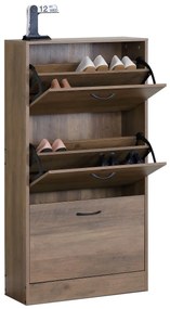 Botník s přihrádkami G1016 ELM, jilmové dřevo, 3 patra