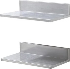 21,8 × 40,6 cm police z nerezové oceli, nástěnná plovoucí police s backsplash