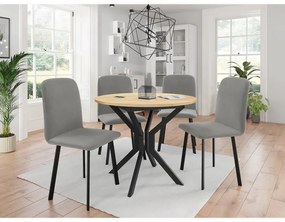 Rozkládací stůl Kirtore M 90 se 4 židlemi Lekoz, Barva dřeva: bíla + černá, Potah: Amor Velvet 4322