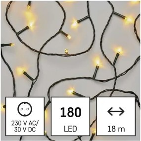 Vánoční osvětlení EMOS D4AW04 ZY1704T 180LED řetěz 18m teplá bílá s časovačem