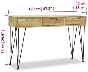 vidaXL Odkládací stolek, masivní teak, 120x35x76 cm