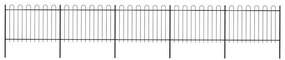 Zahradní plot s obloukem nahoře ocelový 838 x 120 cm černý 277669