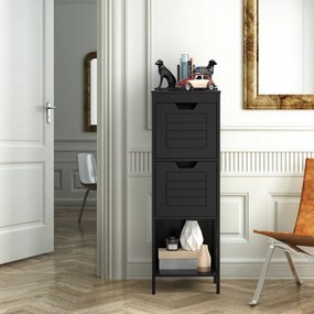 Costway Dřevěná koupelnová komoda se 2 zásuvkami – 30 × 30 × 89 cm, černý