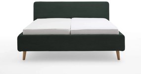 Čalouněná postel taupe s úložným prostorem 180 x 200 cm manšestr zelená MUZZA