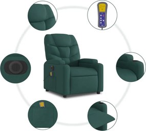 Elektrické masážní polohovací křeslo tmavě zelené textil 3204590