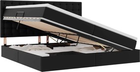 Postel s úložným prostorem s čelo Černá 200 x 200 cm Umělá kůže 3371681