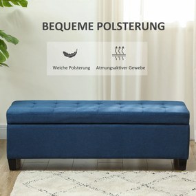 HOMCOM Čalouněná Odkládací Lavice s Úložným Prostorem, Čalouněná Lněným Materiálem s Otevíracím Víkem pro Obývací Pokoj, Předsíň, Ložnici, Nosnost 12…