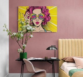 Obraz žena s růžovými vlasy - 60x40