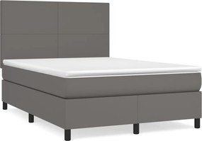Box spring postel s matrací šedá 140x200 cm umělá kůže 3142729