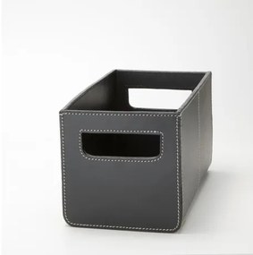 Orskov Kožený úložný box na 26 CD černý