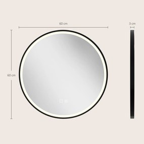 HOMCOM kulaté LED zrcadlo Ø 60 cm s Bluetooth, černé