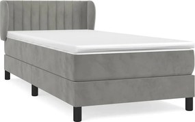 Box spring postel s matrací světle šedá 100x200 cm samet 3127595