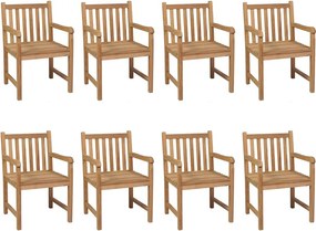 Zahradní židle 8 ks světle modré podušky masivní teak 3073077