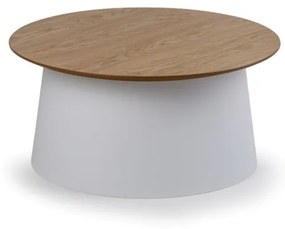 Plastový kávový stolek SETA s dřevěnou deskou, průměr 690 mm, bílý