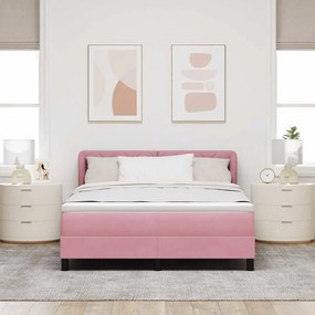 Postel s boxspringem s čelo Růžová 160 x 200 cm samet 3340453