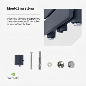 Blumfeldt Fairmont, 50 x 107, radiátor, 509 W, teplá voda, 4 držáky na ručníky, 1/2"