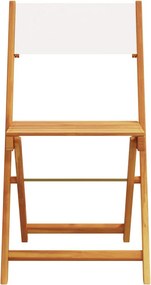 3dílný bistro set krémově bílý textil a masivní dřevo 3281760