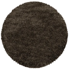 Koberce Breno Kusový koberec FLUFFY kruh 3500 Brown, Hnědá, 120 x 120 cm