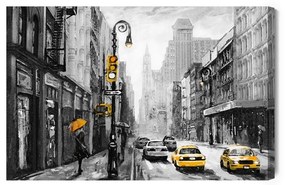 Obraz Pohled Na Painterd New York Street Nedostatek Nedostatek Plátno Canvas 40x30