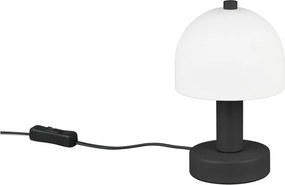 Černo-bílá stolní lampa se skleněným stínidlem (výška 19 cm) Glenn – Reality
