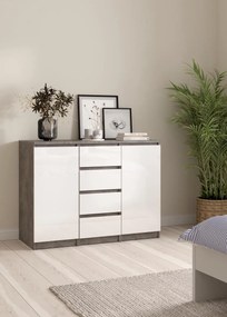 FALCO Komoda Simplicity 236 beton/bílý lesk