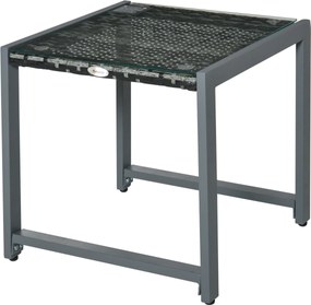 Zahradní stolek Outsunny® s tvrzeným sklem, polyratanem a hliníkem, odolný proti povětrnostním vlivům a moderní pro zahradu, balkon, terasu | Aosom.de