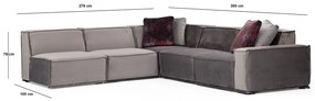Designová rohová sedačka Valtina II šedá - levá
