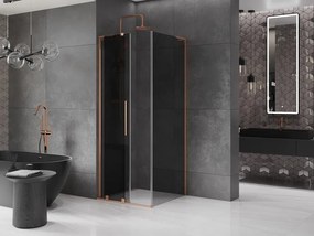 Mexen Velar L, sprchový kout s posuvnými dveřmi 90 x 90 cm, 8mm šedé sklo, měděná matná, 871-090-090-43-65