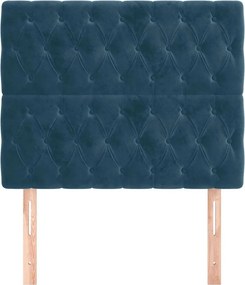 Čelo postele tmavě modré 100x7x118/128 cm sametové 3116714