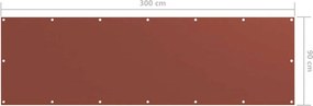 Balkónová zástěna cihlová 90 x 300 cm oxfordská látka 134976