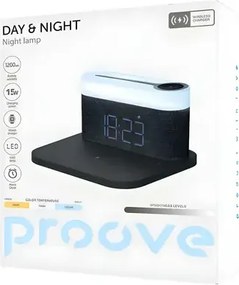 Proove Day  Night tmavě šedá / LED lampička s budíkem / Bezdrátové nab