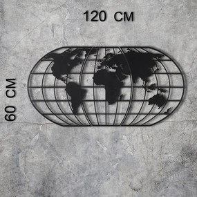 Nástěnná dekorace World Map Globe Led černá