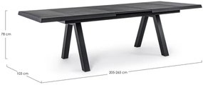 BIZZOTTO Rozkládací zahradní stůl KRION 205-265x103 cm antracit 0663030