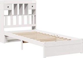 Postel s knihovnou bez matrace bílá 75x190 cm masivní borovice 3322404