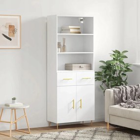 Fionshop 263888457 Skříň highboard bílá 69,5 x 34 x 180 cm kompozitní dře